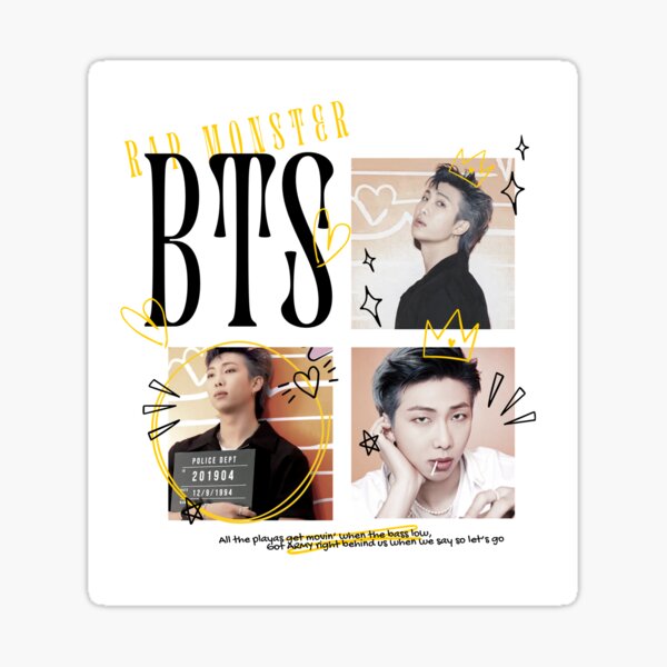 "BTS RM BLACK/YELLOW/WHITE MERCH" Sticker for Sale by osakisbae | Redbubble