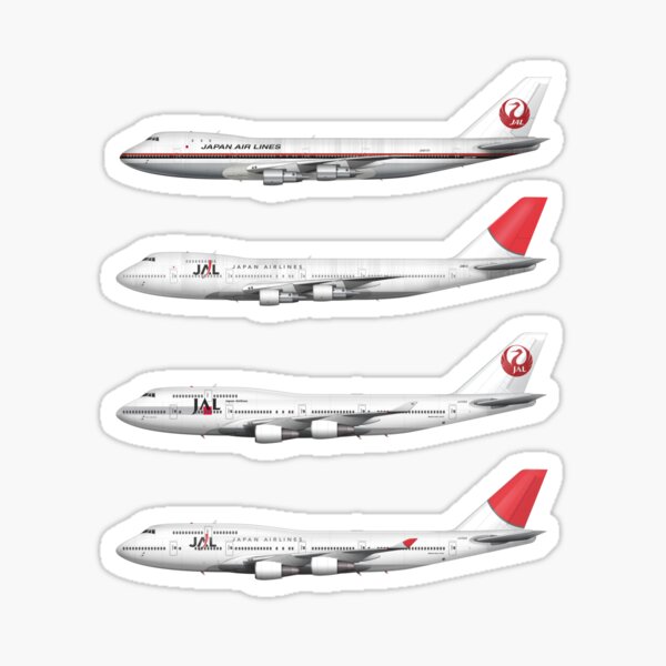 "Full Complement of 747 Liveries From Japan Airlines " Sticker for Sale ...