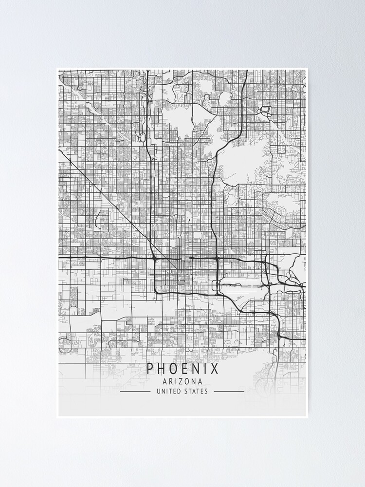 "Phoenix - Arizona - US Gray City Map" Poster for Sale by ctmapprint ...