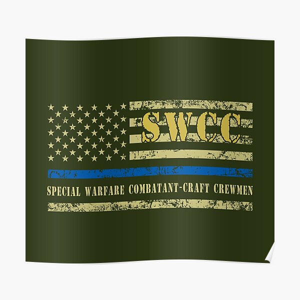 "US Army SWCC Then Blue Line America Flag " Poster by juliauongdz ...