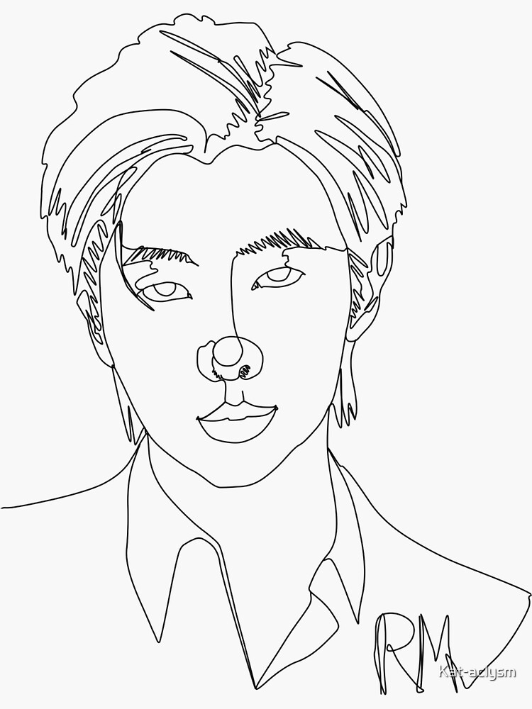 "BTS RM one line portrait" Sticker for Sale by Kat-aclysm | Redbubble