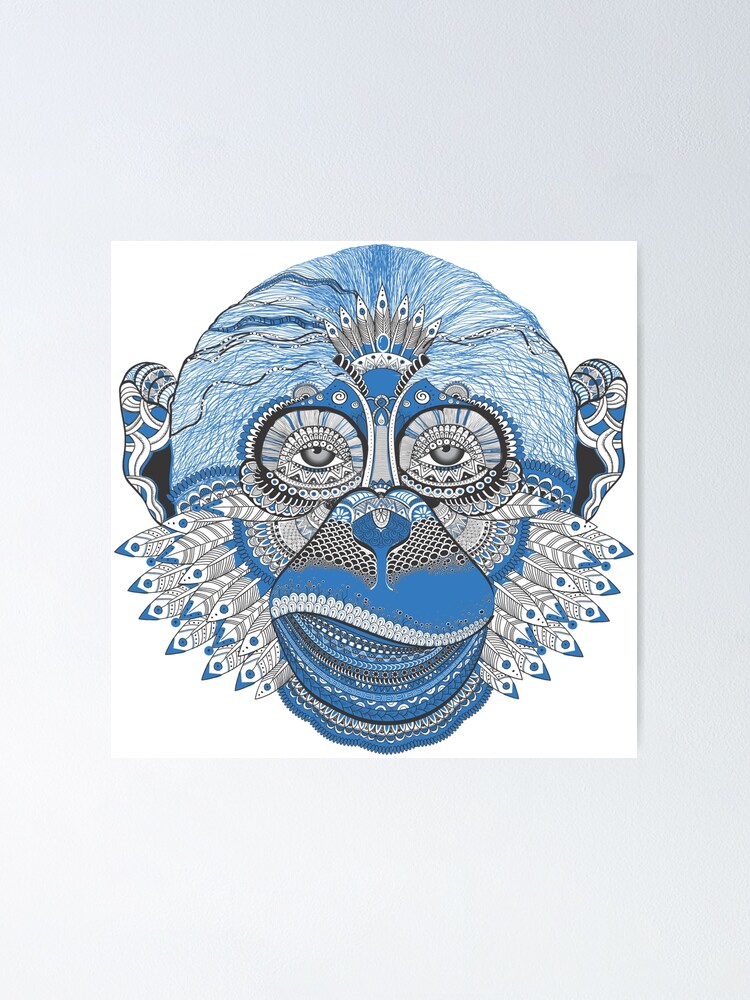"The blue monkey face" Poster for Sale by Jordanskyiu | Redbubble