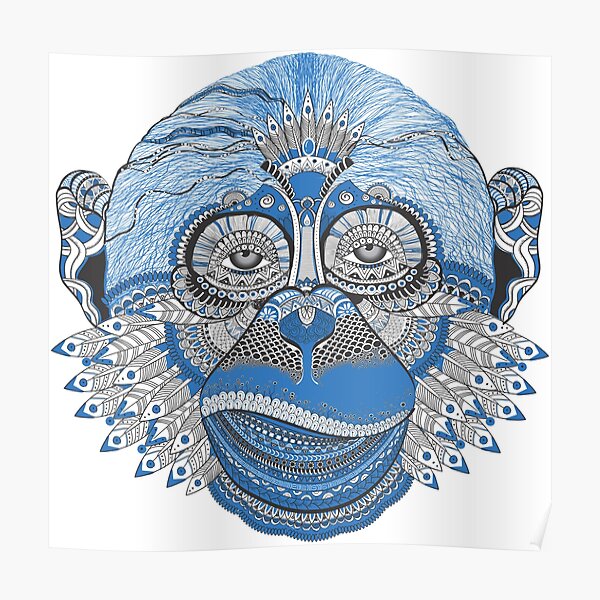 "The blue monkey face" Poster for Sale by Jordanskyiu | Redbubble
