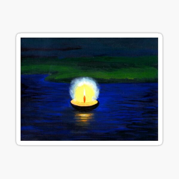 "Painted Diwali Deepa Floating on the Water " Sticker for Sale by ...