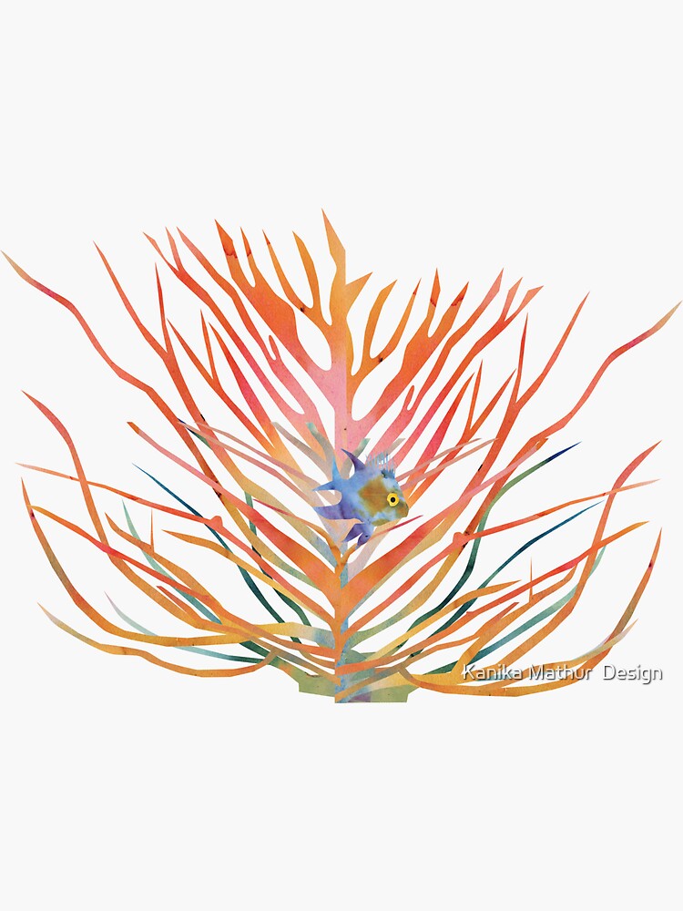 "Blue Fish" Sticker by Kanikamathur | Redbubble