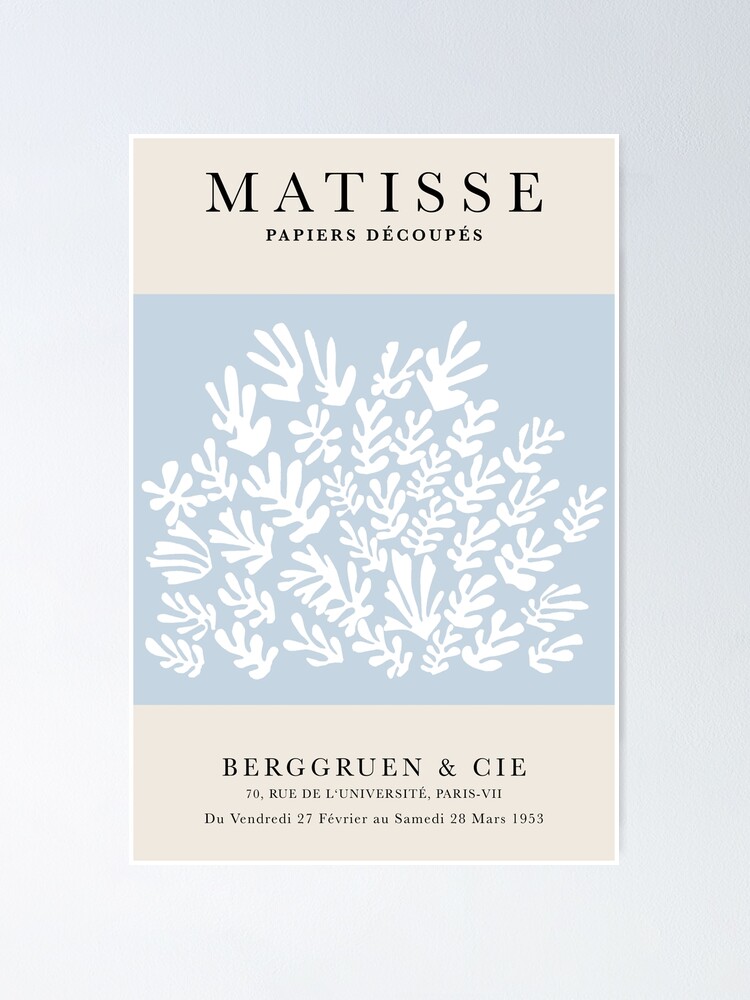 "Henri Matisse Flower, Paper Decoupes Art light blue white, Matisse ...