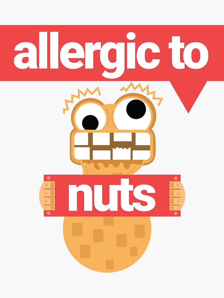 Pegatina «Alérgico al diseño de frutos secos. Las nueces son locos ...