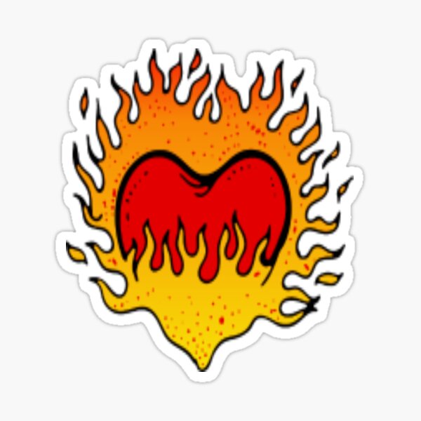 "fire heart" Sticker by cesar-jimenez | Redbubble