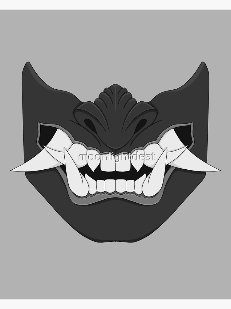 "Grey Half Oni Mask" Art Print for Sale by moonlightdest | Redbubble