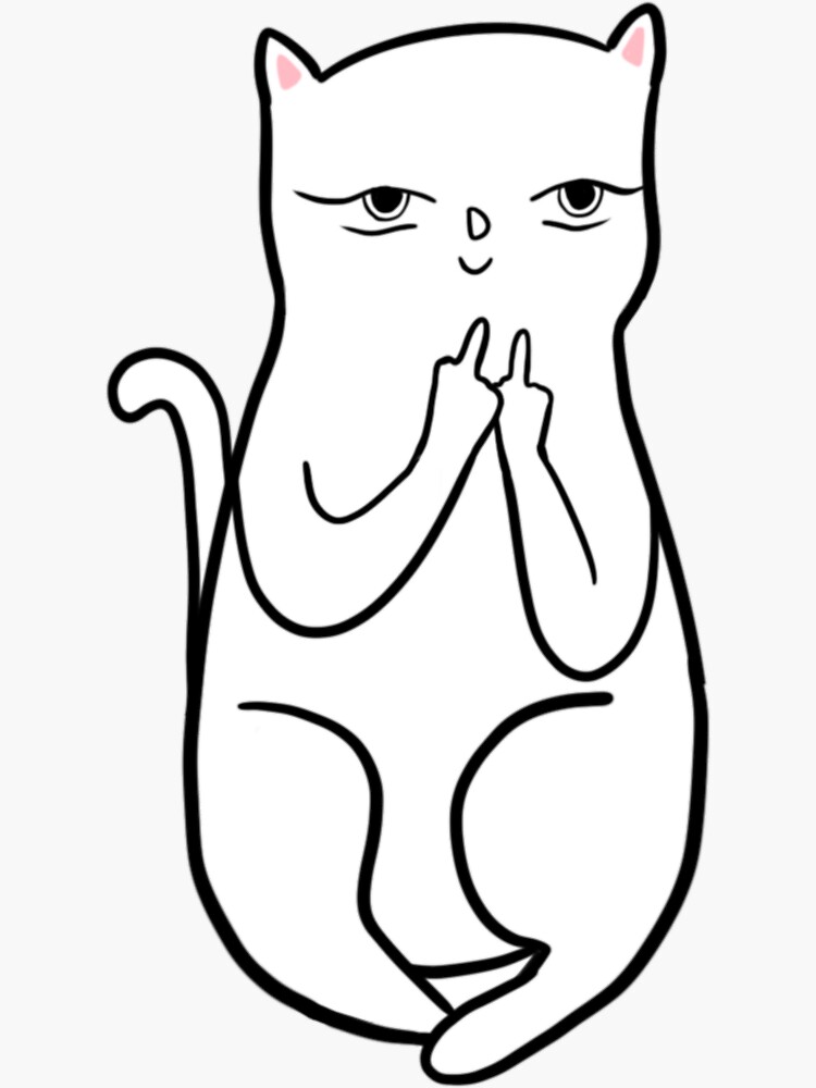 "Middle finger cat" Sticker for Sale by LizaB11 | Redbubble