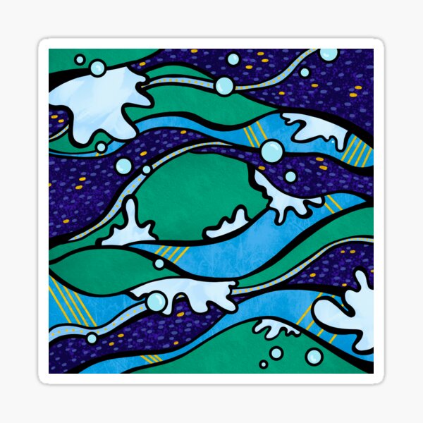 "Ocean Water Pattern with Outline" Sticker for Sale by KatherineBodily ...