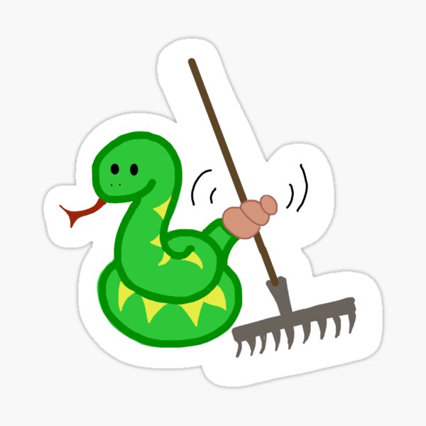"snake with a rake " Sticker for Sale by designsbyeag | Redbubble