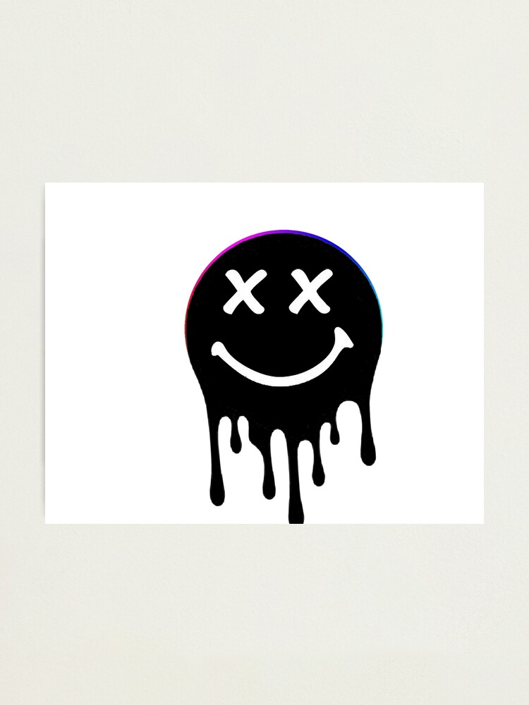 "x _ x drippy smiley face with lil bit of a rainbow" Photographic Print ...