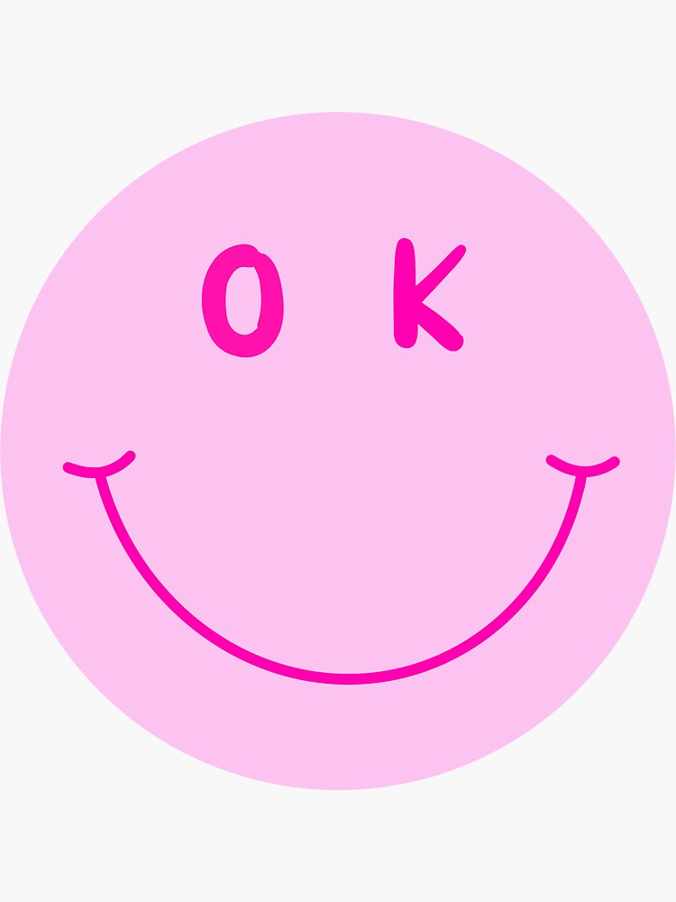 "pink ok smiley face" Sticker for Sale by kgmcg | Redbubble