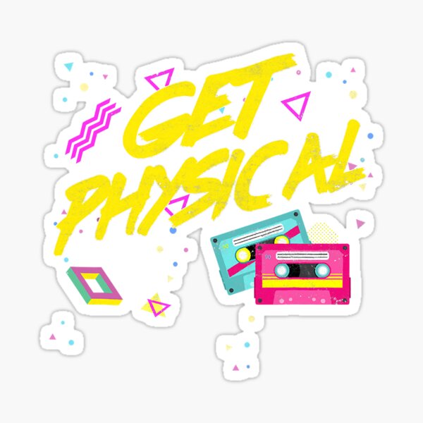 "Totally Rad Get Physical Retro Vintage 80s 90s Workout" Sticker for ...