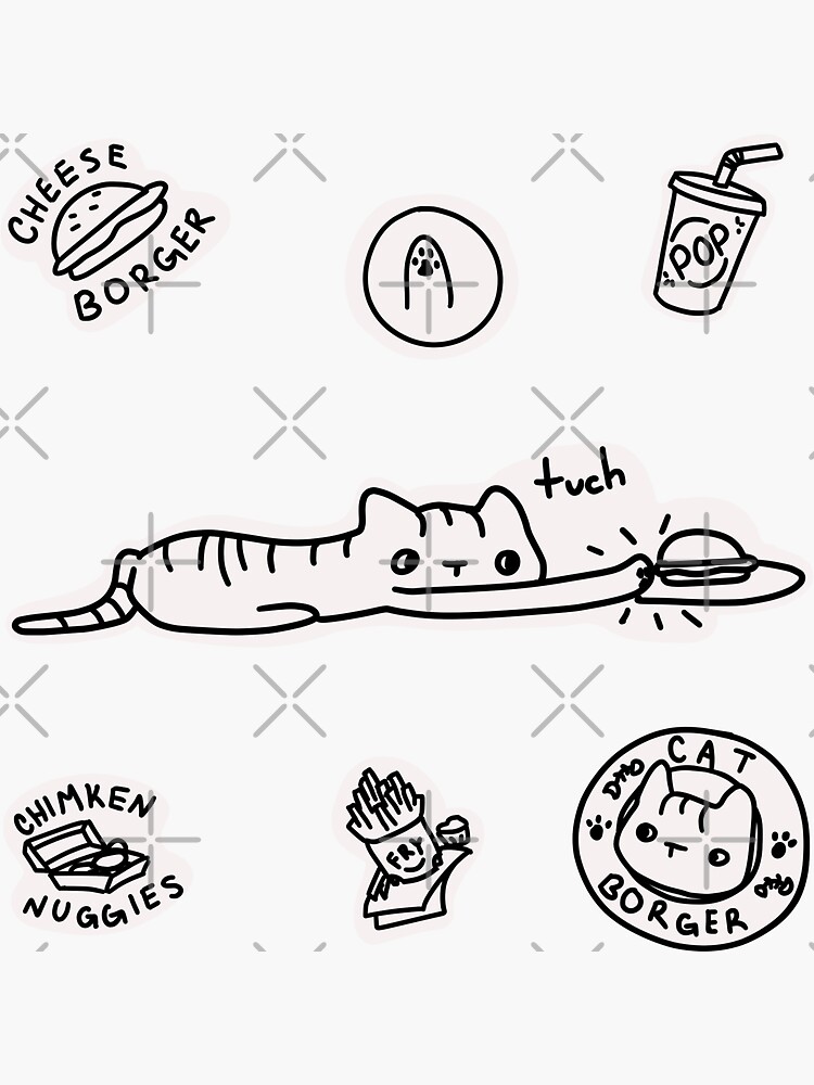 "Cat Borger Sticker Sheet" Sticker for Sale by axylcross | Redbubble