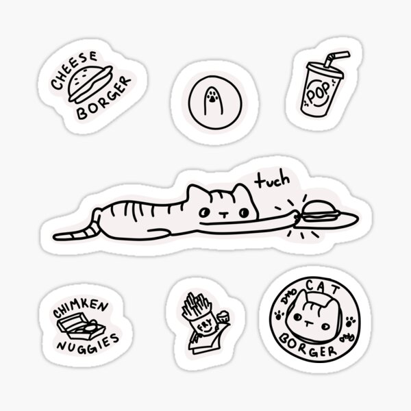 "Cat Borger Sticker Sheet" Sticker for Sale by axylcross | Redbubble