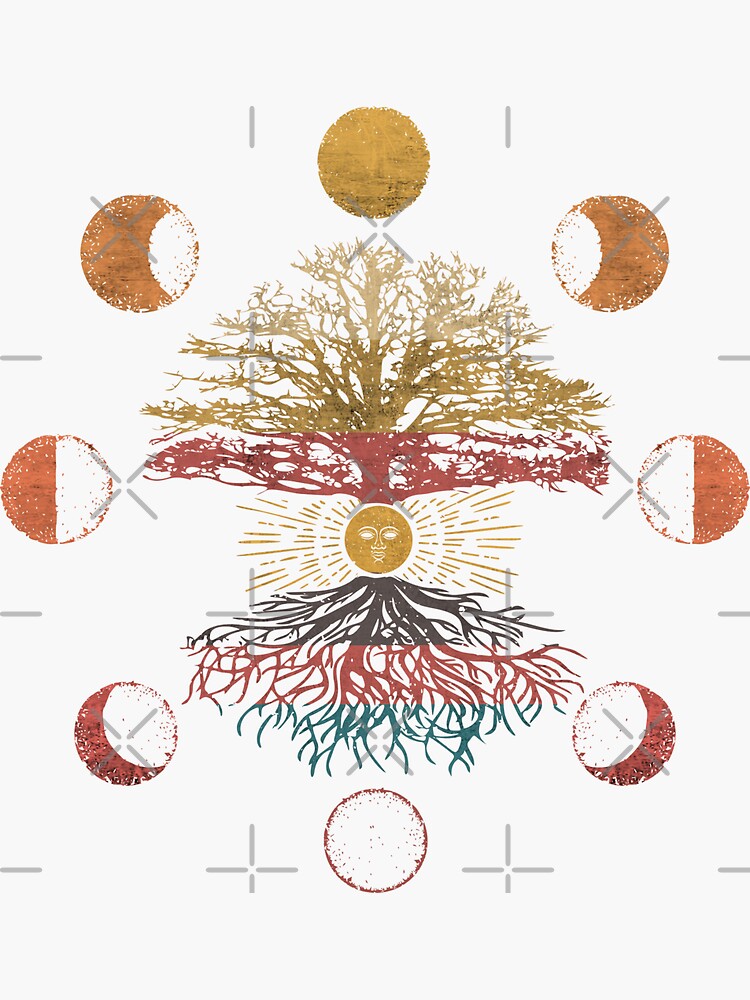 "Phases Of The Moon Vintage Hippie Life 60s Retro Tree" Sticker for ...