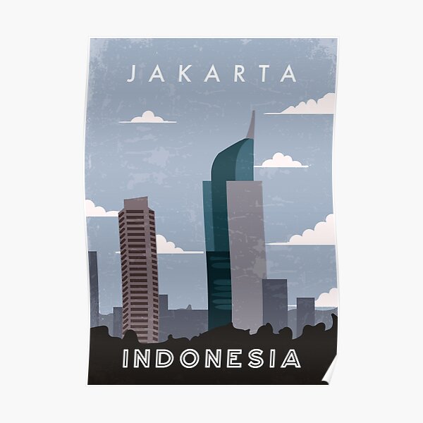 "Jakarta, Indonesia - Retro travel minimalistic poster" Poster by ...