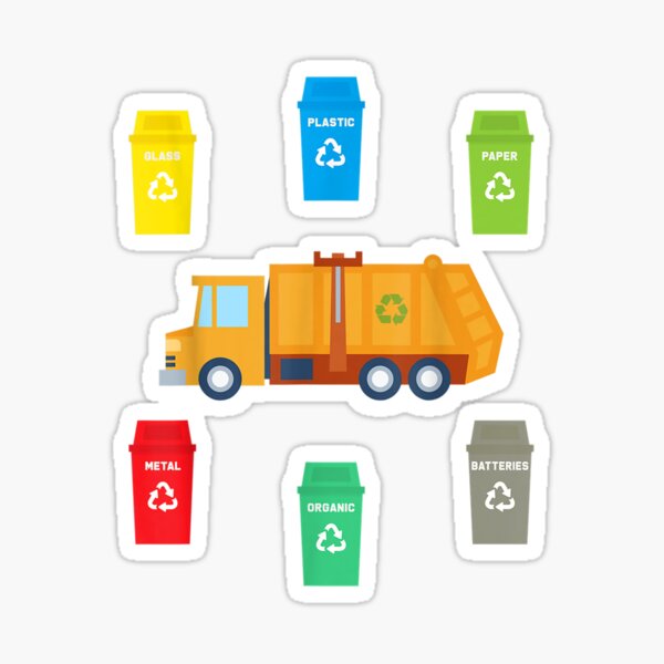 "Recycling Trash Garbage Truck Funny Toddler Boy" Sticker for Sale by ...