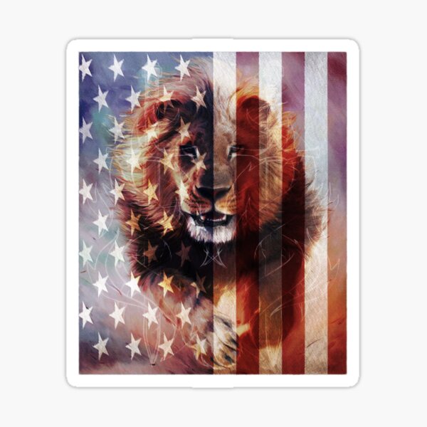 "American Flag Lion Warrior" Sticker for Sale by Shongit | Redbubble