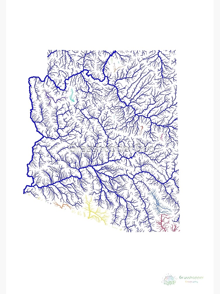 "Arizona River Basin Map in Rainbow Colours with White Background ...