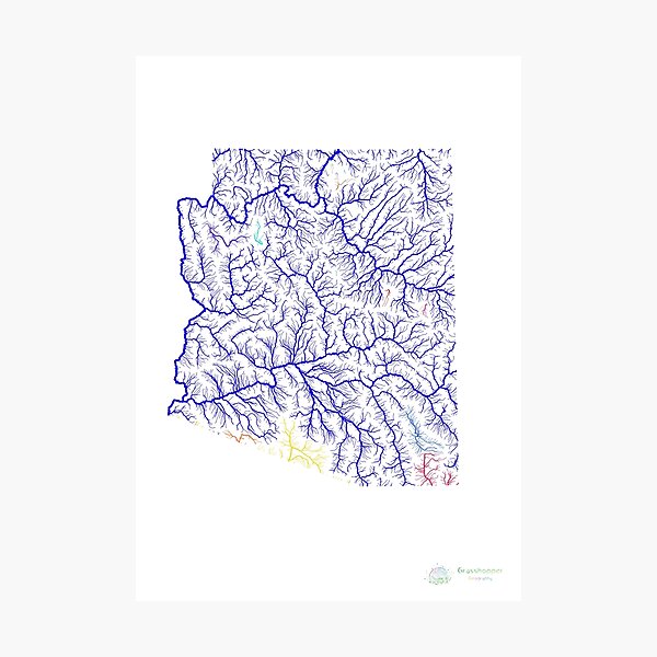 Lámina fotográfica «Mapa de la cuenca del río Arizona en colores del ...