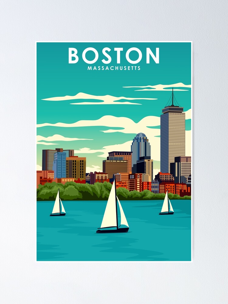 "Boston Massachusetts Vintage Minimal Travel Poster" Poster for Sale by ...