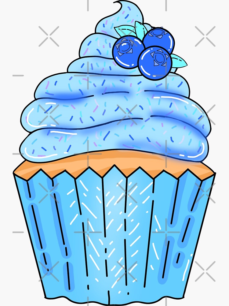 "blue blueberry cupcake" Sticker for Sale by Artdesign007 | Redbubble