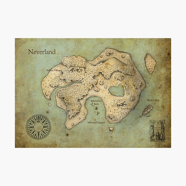 Impression photo « Peter Pan Carte de Neverland », par c3dots | Redbubble