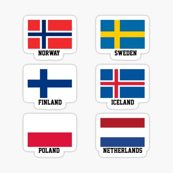 "Country Flags Sticker Pack 3 - " Sticker for Sale by FladsynnDesigns ...