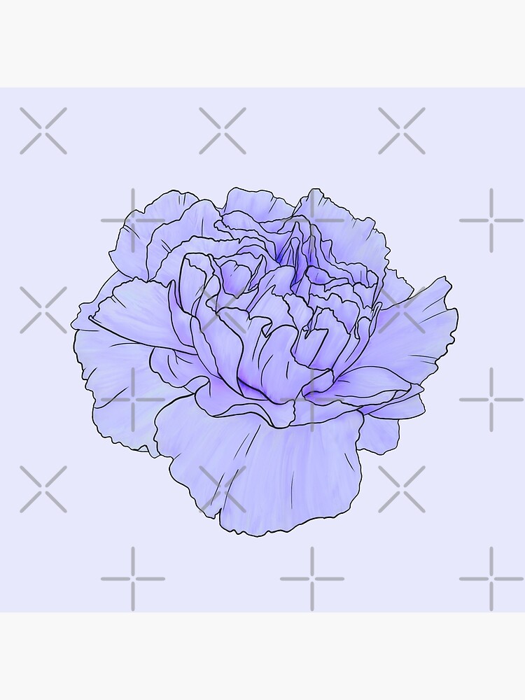 "Blue Moondust Carnation Flower with Black Outline" Poster for Sale by ...