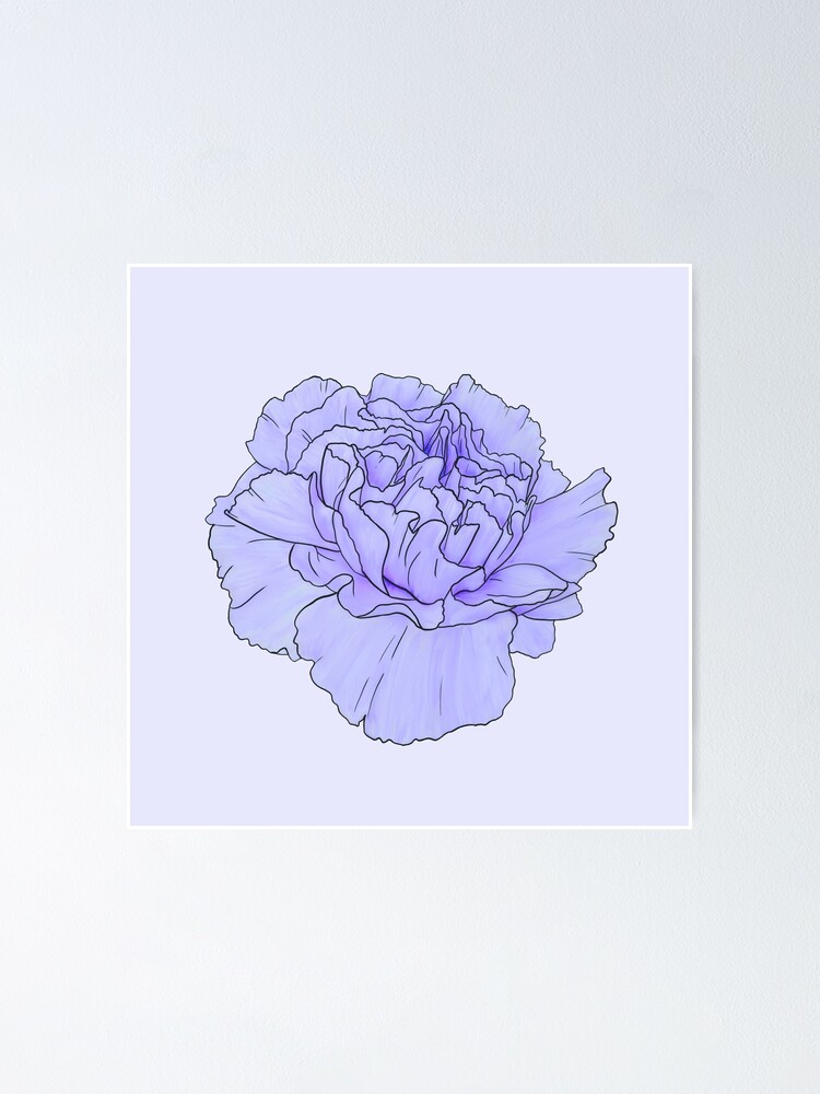 "Blue Moondust Carnation Flower with Black Outline" Poster for Sale by ...