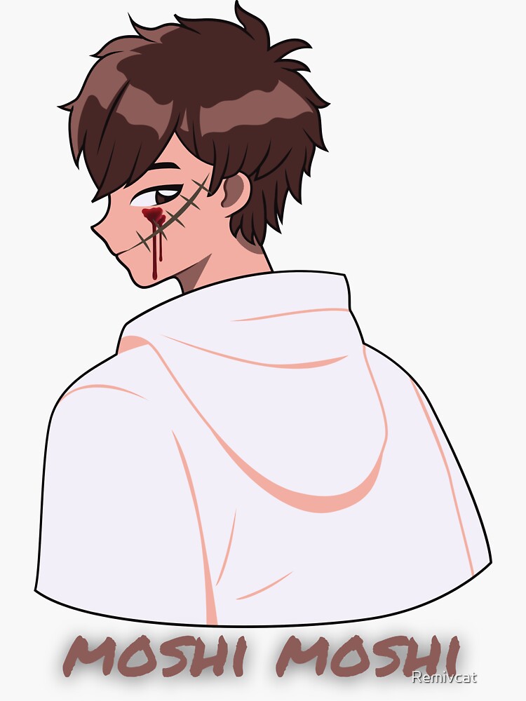 "Moshi Moshi anime boy " Sticker for Sale by Remivcat | Redbubble