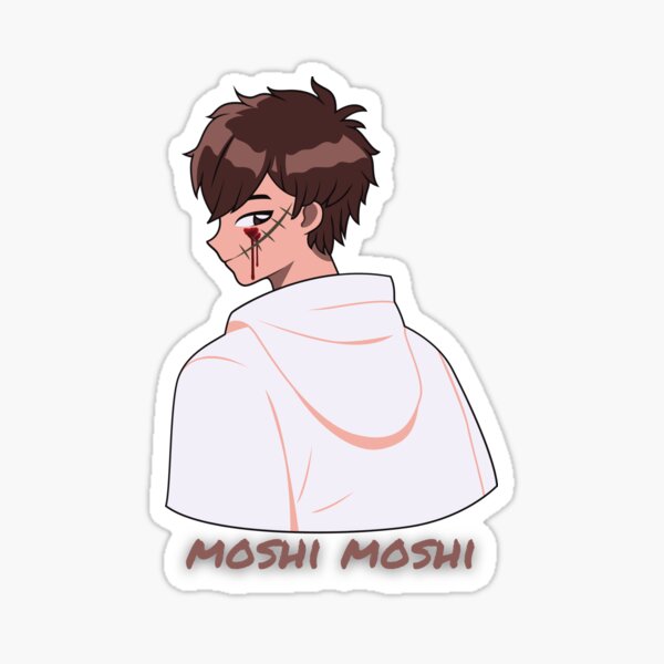 "Moshi Moshi anime boy " Sticker for Sale by Remivcat | Redbubble