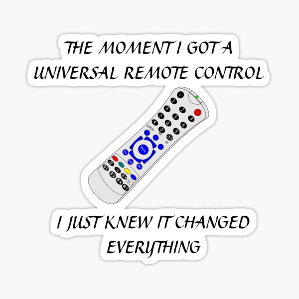"universal remote control funny tv joke" Sticker for Sale by ...