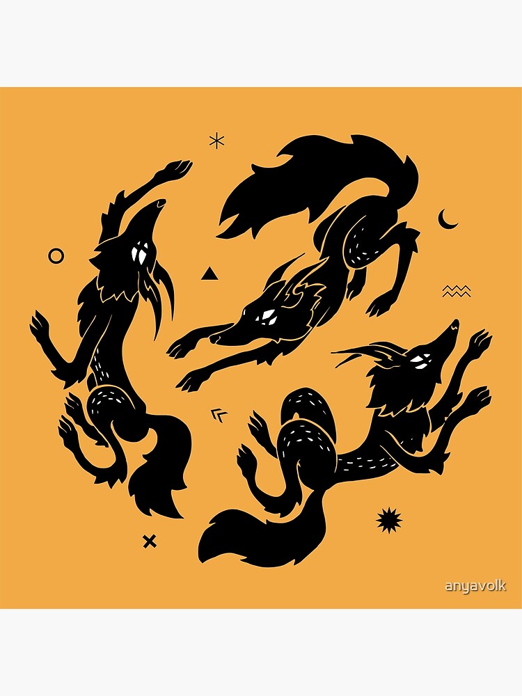 "Dancing Wolves" Art Print by anyavolk | Redbubble