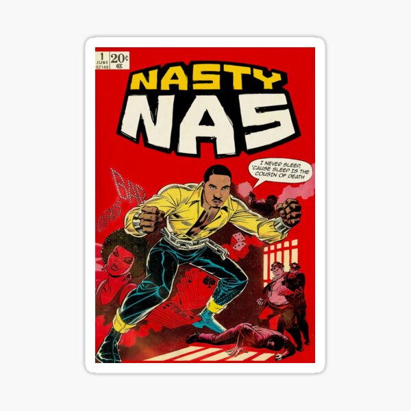 "Nasty Nas Retro Music Poster" Sticker by BLONDEAESTHETIC | Redbubble