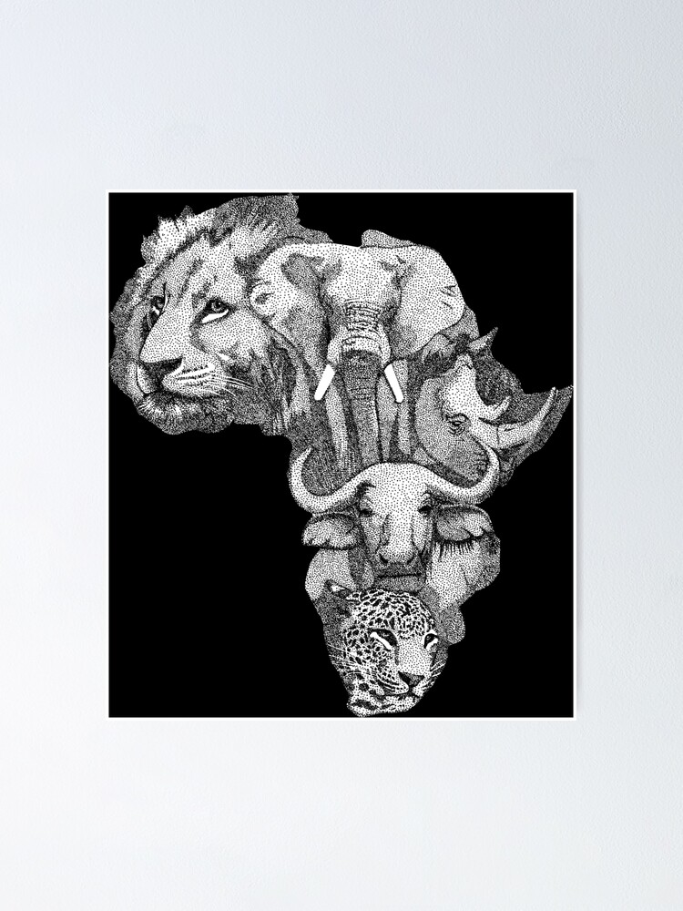 "African Big Five" Poster for Sale by GrizzlyGaz | Redbubble