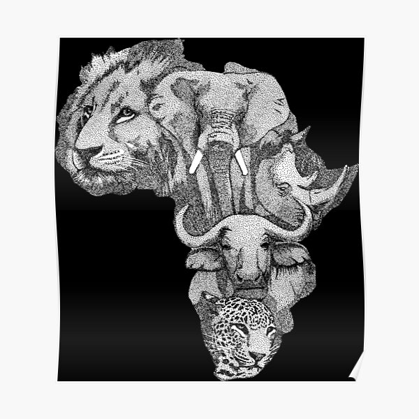 "African Big Five" Poster for Sale by GrizzlyGaz | Redbubble