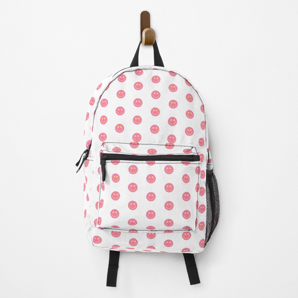 Pink Smiley Face With Yellow Star Eyes Preppy Backpack