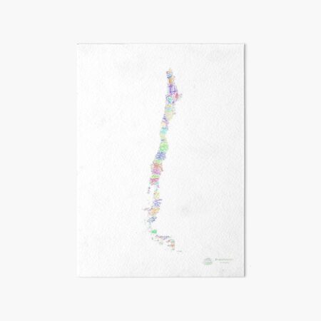 "Chile River Basin Map in Rainbow Colours with White Background" Art ...
