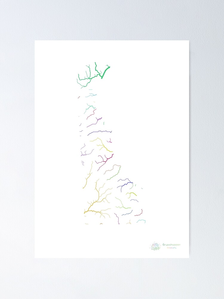 "Delaware River Basin Map in Rainbow Colours with White Background ...