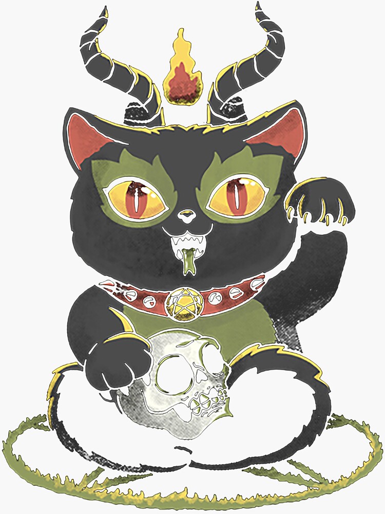 "Lucky Cat Demon" Sticker by DeimosArt | Redbubble