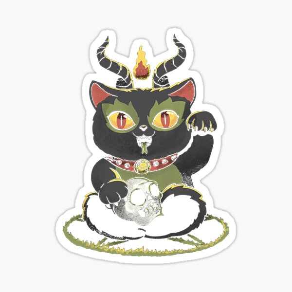 "Lucky Cat Demon" Sticker by DeimosArt | Redbubble