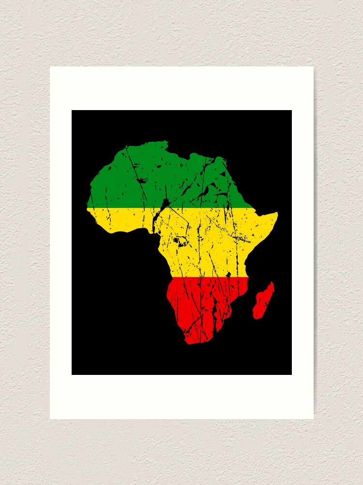 "Africa Map Reggae Rasta Colors || The Continent of Africa" Art Print ...