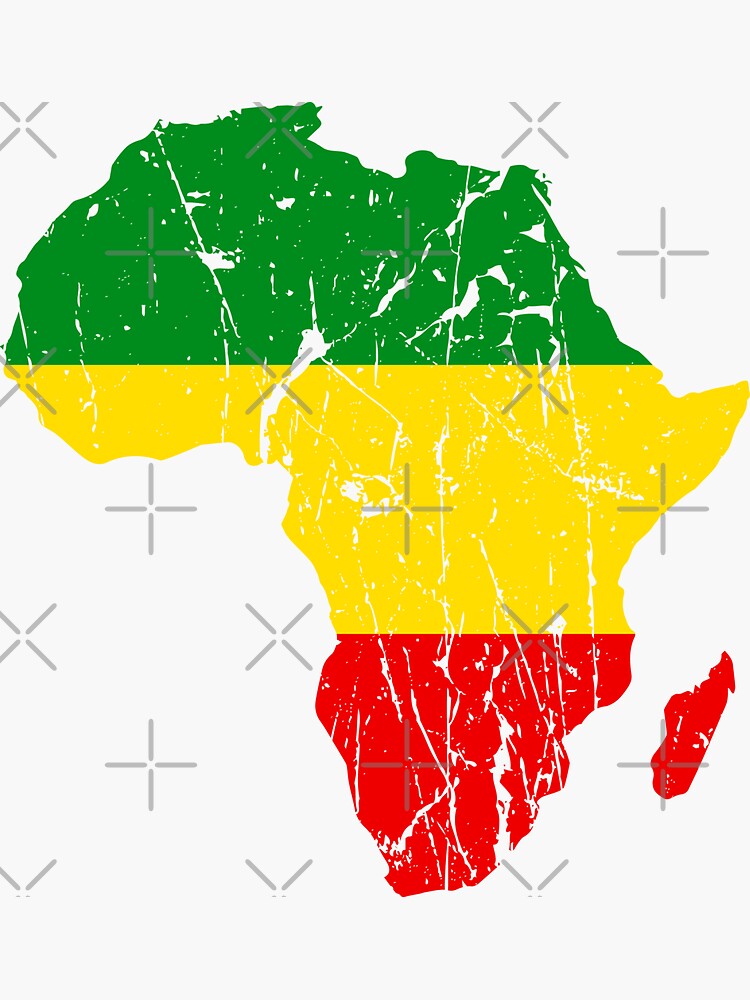 "Africa Map Reggae Rasta Colors || The Continent of Africa" Sticker for ...