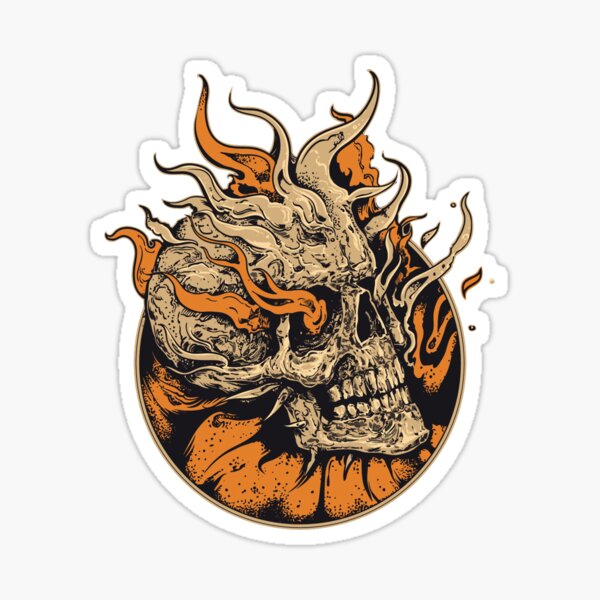 "Fire Skull" Sticker for Sale by KamidzZzu | Redbubble