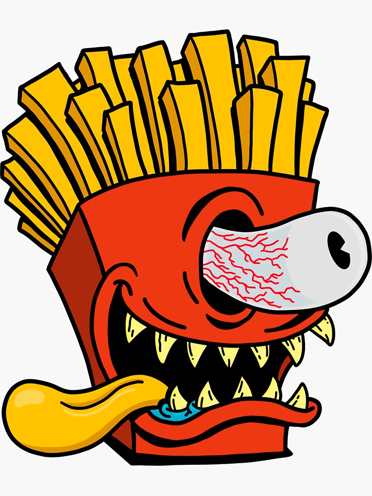 "Fries Monster" Sticker for Sale by geraldinez | Redbubble