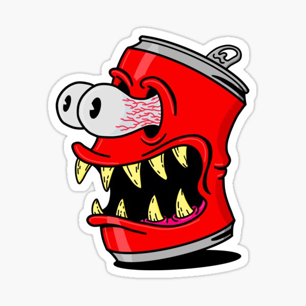 "Soda Can Monster" Sticker by geraldinez | Redbubble